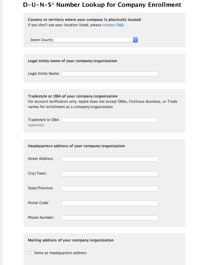 D-U-N-S Number の取得とApple Developer の登録